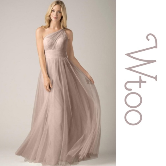 Wtoo | Dresses | Wtoo Womens One Shoulder Tulle Evening Gown Latte ...